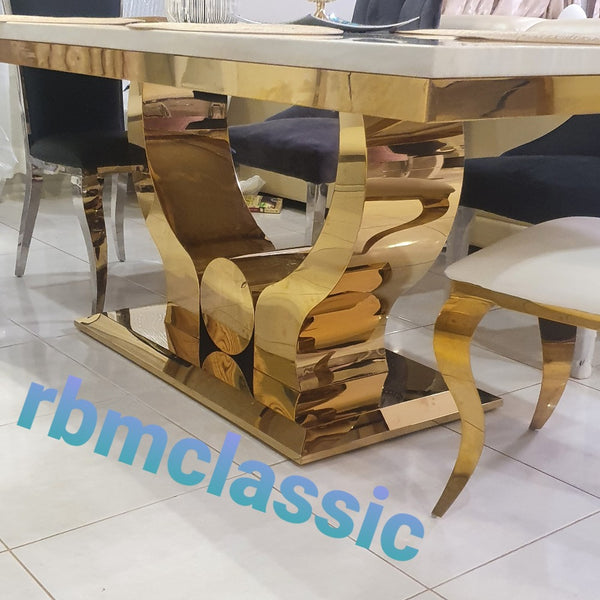 U-Shaped Marble Dining Table with 6 Chairs | Dining Sets | RBM Classic Home
