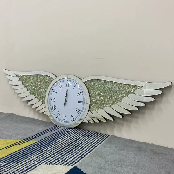 Stylish Mirrored Wall Clock (Wings) | Wall Clocks | RBM Classic Home